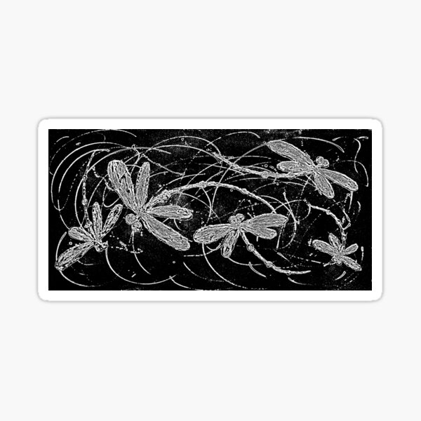 "Dragonfly Night Flit" Sticker by lyndseyart | Redbubble