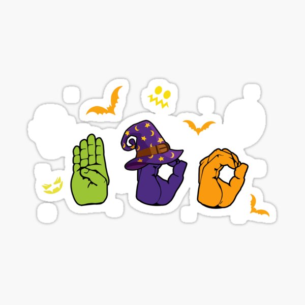 "Boo Hand ASL Sign Language Ghost Deaf Pride Halloween" Sticker for ...