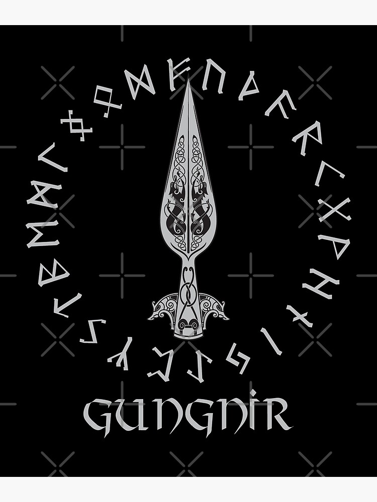 "Gungnir Odin's Spear in Circle of Norse Runes" Poster by OgeesNordic ...