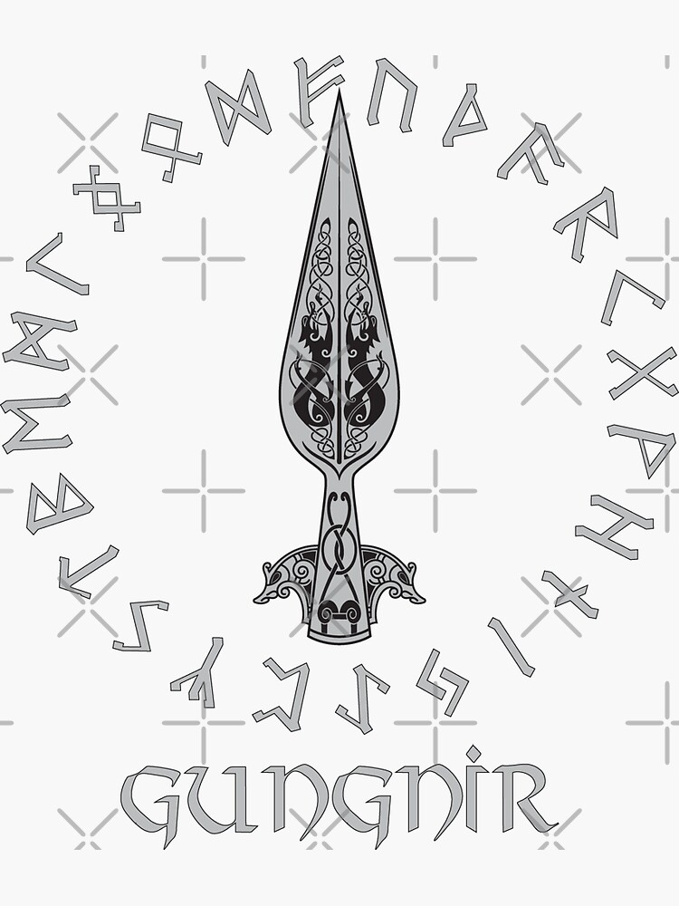 Pegatina «La lanza de Gungnir Odin en el círculo de runas nórdicas» de ...