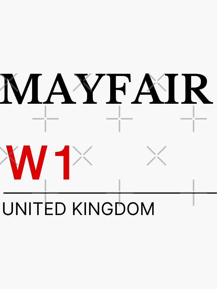 "Postcode Mayfair W1 United Kingdom" Sticker for Sale by Yayatachdiyat0 ...