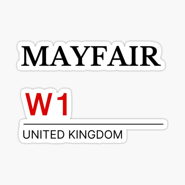 "Postcode Mayfair W1 United Kingdom" Sticker for Sale by Yayatachdiyat0 ...