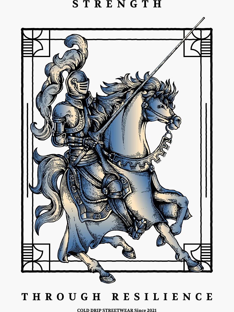 "Motivational "Strength Through Resilience" Knight Graphic" Sticker for ...
