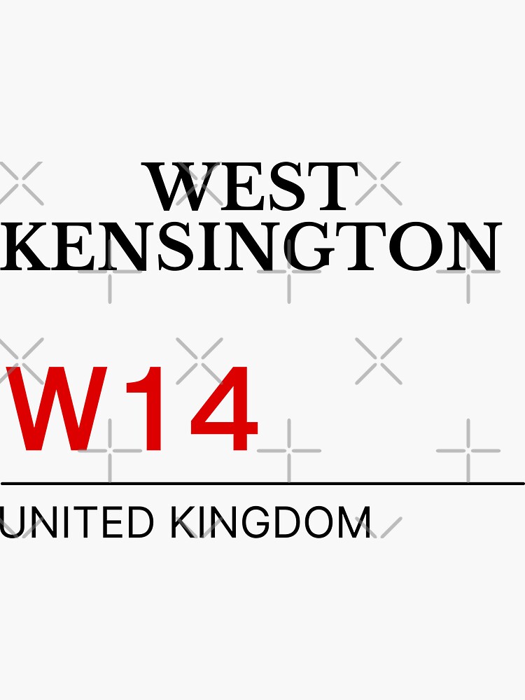 "Postcode West Kensington W14 United Kingdom" Sticker for Sale by ...