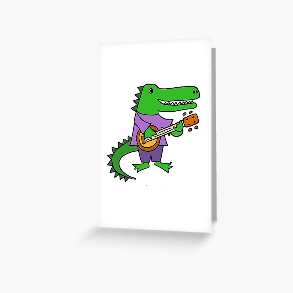 "Funky Cool Alligator Playing Banjo" Greeting Card for Sale by ...
