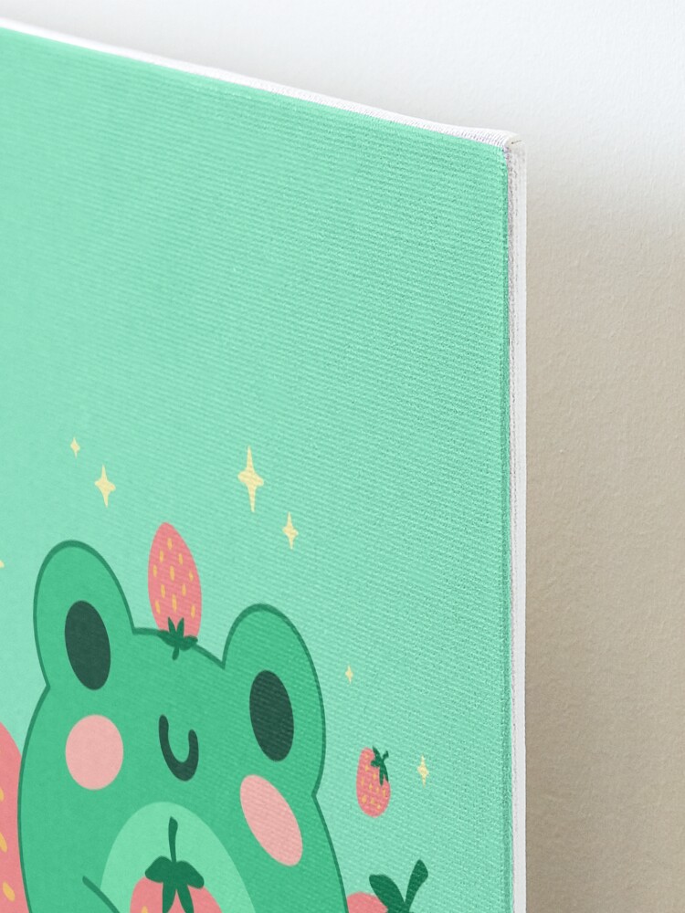 "Cute Kawaii Frog With Strawberry Hat - Chubby Anime Froge in Retro ...