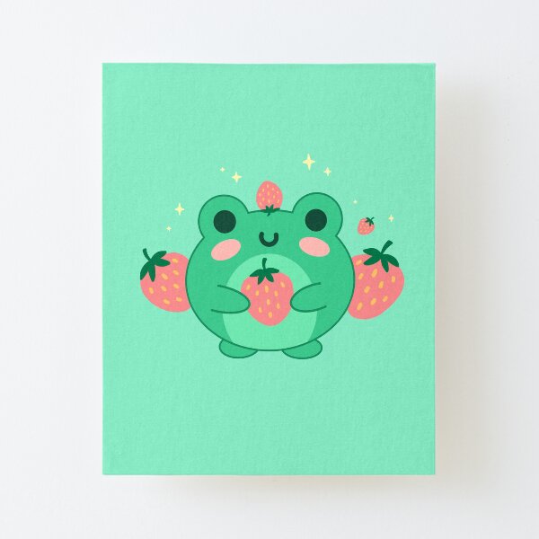 "Cute Kawaii Frog With Strawberry Hat - Chubby Anime Froge in Retro ...