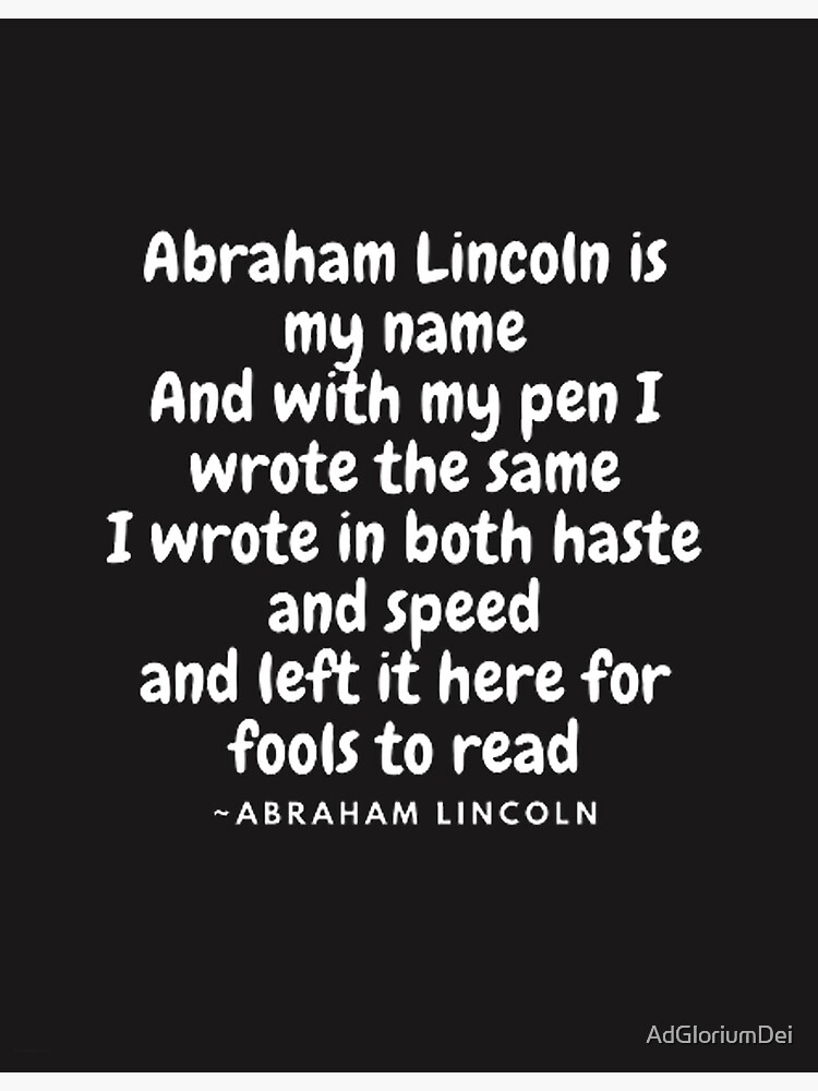 "Abraham Lincoln Poem" Poster for Sale by AdGloriumDei | Redbubble