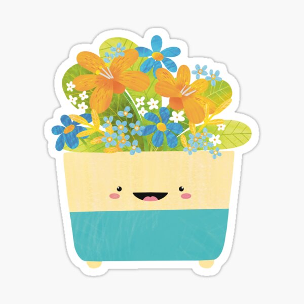 "Happy little flower" Sticker for Sale by MoonMuffinArt | Redbubble