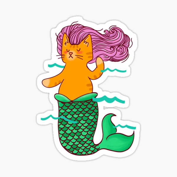 "Mermaid Cat Mer Cat Catfish" Sticker for Sale by SusanaDesigns | Redbubble
