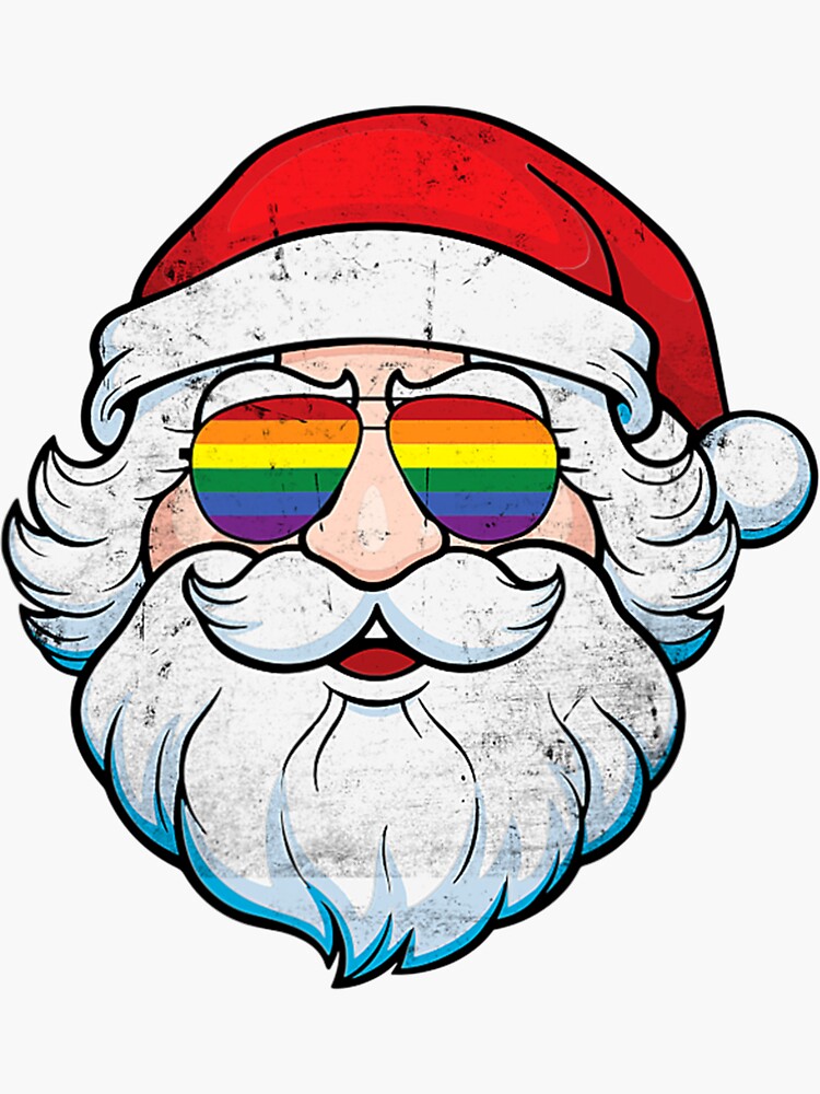 "Santa Claus Lgbt Gay Pride Flag Sunglasses" Sticker for Sale by ...