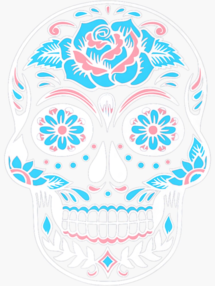 "Sugar Skull Transgender Pride Lgbt Trans Flag Support" Sticker for ...