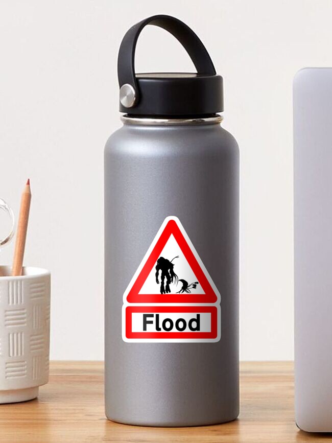 "Warning Flood" Sticker for Sale by OfficeShedInd | Redbubble