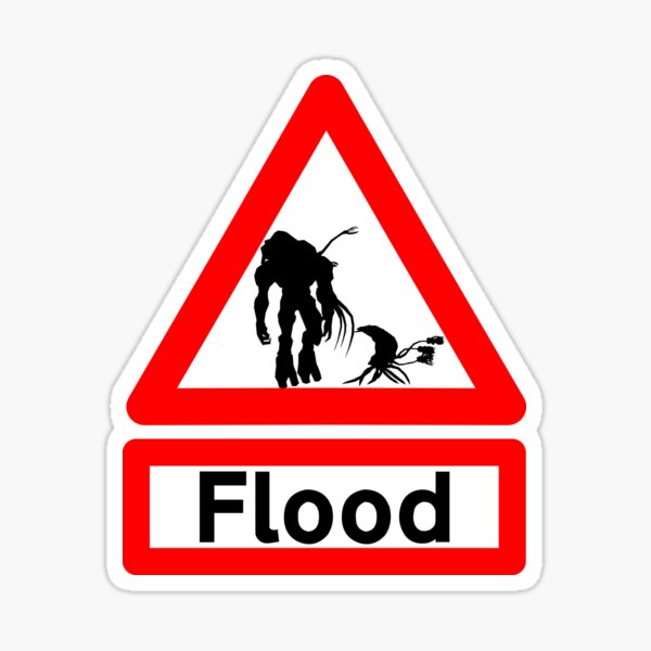 "Warning Flood" Sticker for Sale by OfficeShedInd | Redbubble