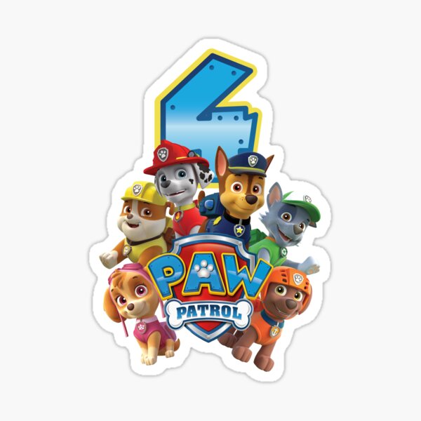 "Paw Patrol 4th Birthday" Sticker for Sale by DJHartley | Redbubble