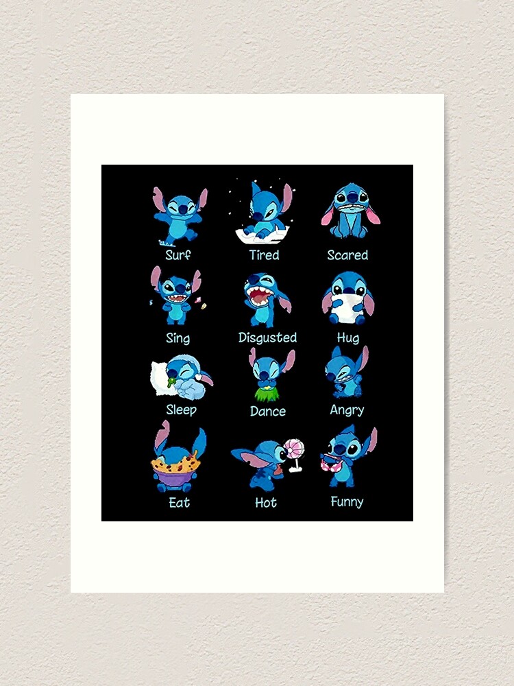 Lámina artística «Stitch with Various Emotional Feeling camiseta de ...