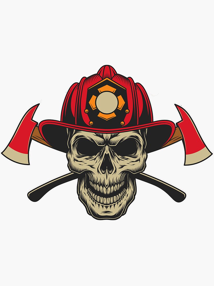 "Skull Firefighter - RED" Sticker by artorno | Redbubble