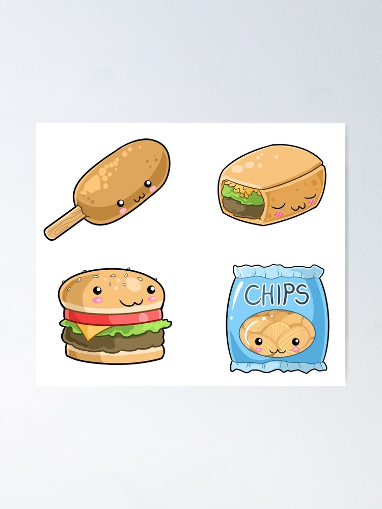 "Kawaii Junk food - Japanese style (sticker pack) " Poster for Sale by ...