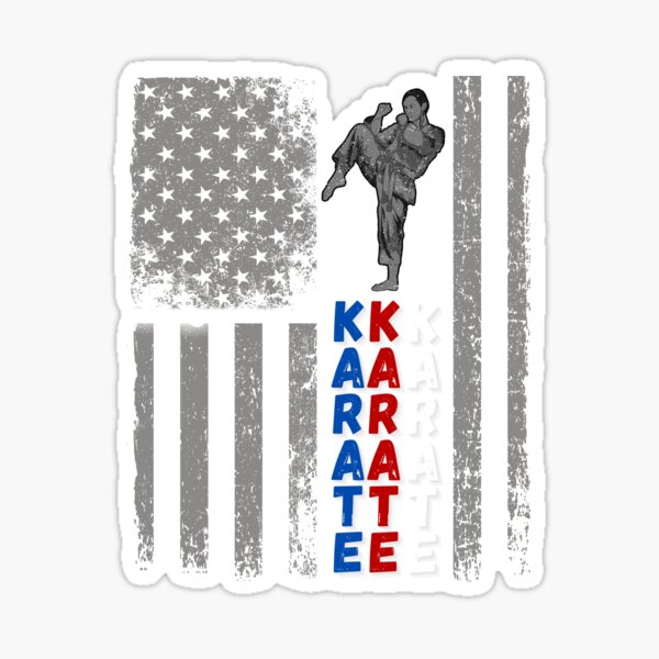 "USA American Flag Colors Karate Silhouette Martial Arts" Sticker for ...