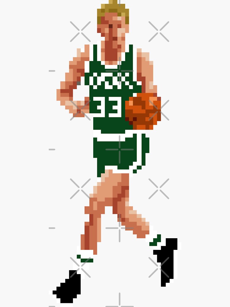 "Larry Bird Pixel Dribble Qiangy" Sticker by qiangdade | Redbubble