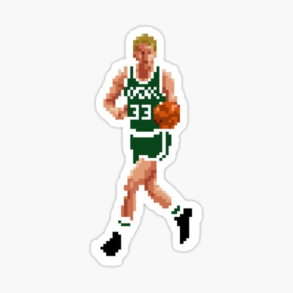 "Larry Bird Pixel Dribble Qiangy" Sticker by qiangdade | Redbubble