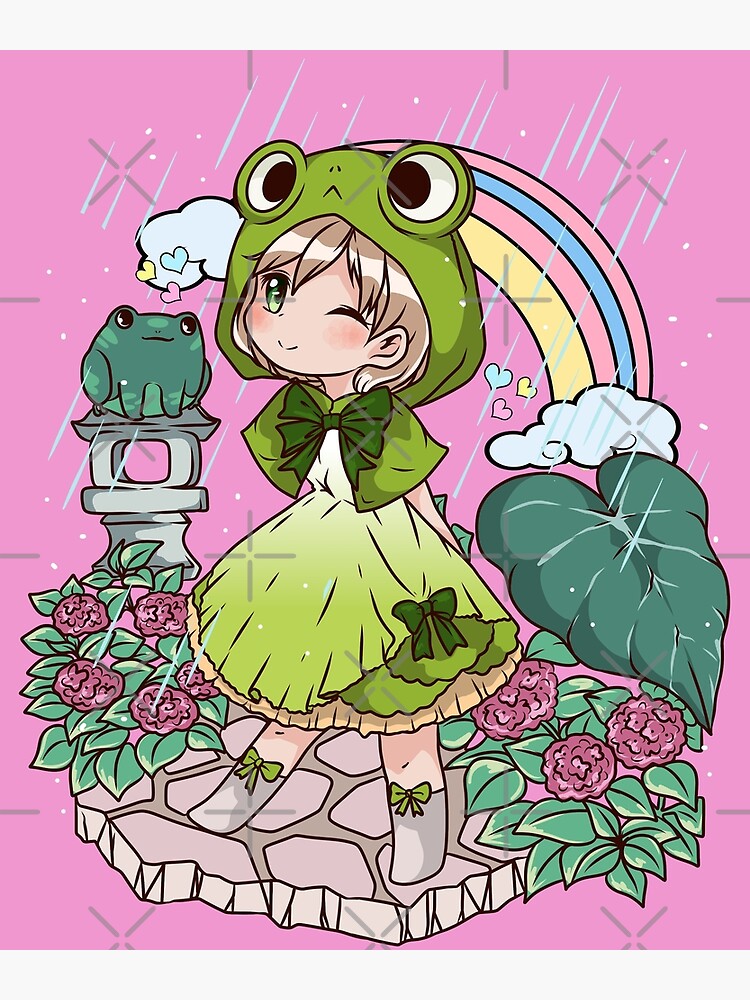 "Cute Kawaii Chibi Anime Teen Girl and Cottagecore " Poster by BampiQ ...