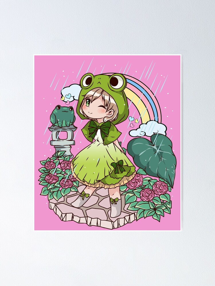 "Cute Kawaii Chibi Anime Teen Girl and Cottagecore " Poster by BampiQ ...