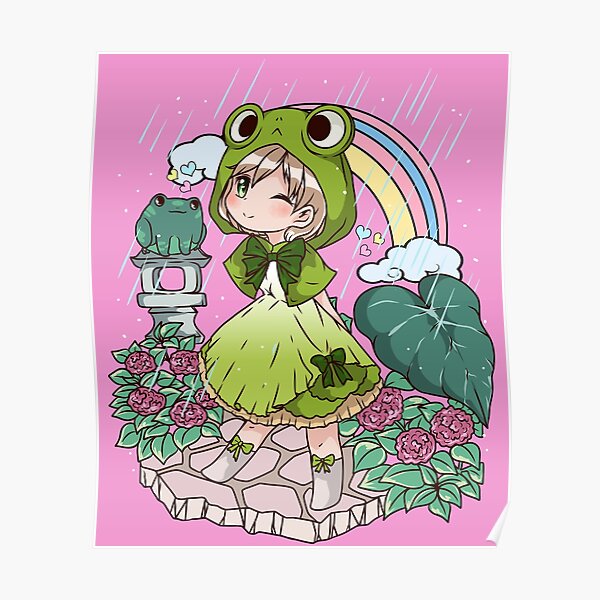 "Cute Kawaii Chibi Anime Teen Girl and Cottagecore " Poster by BampiQ ...