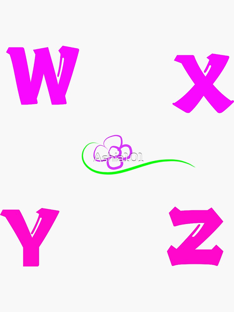 Pegatina «Alfabeto (W, X, Y, Z)» de Ashia101 | Redbubble