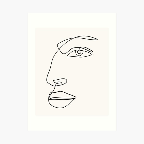"Black and white monoline art of human face" Art Print by Amellow ...
