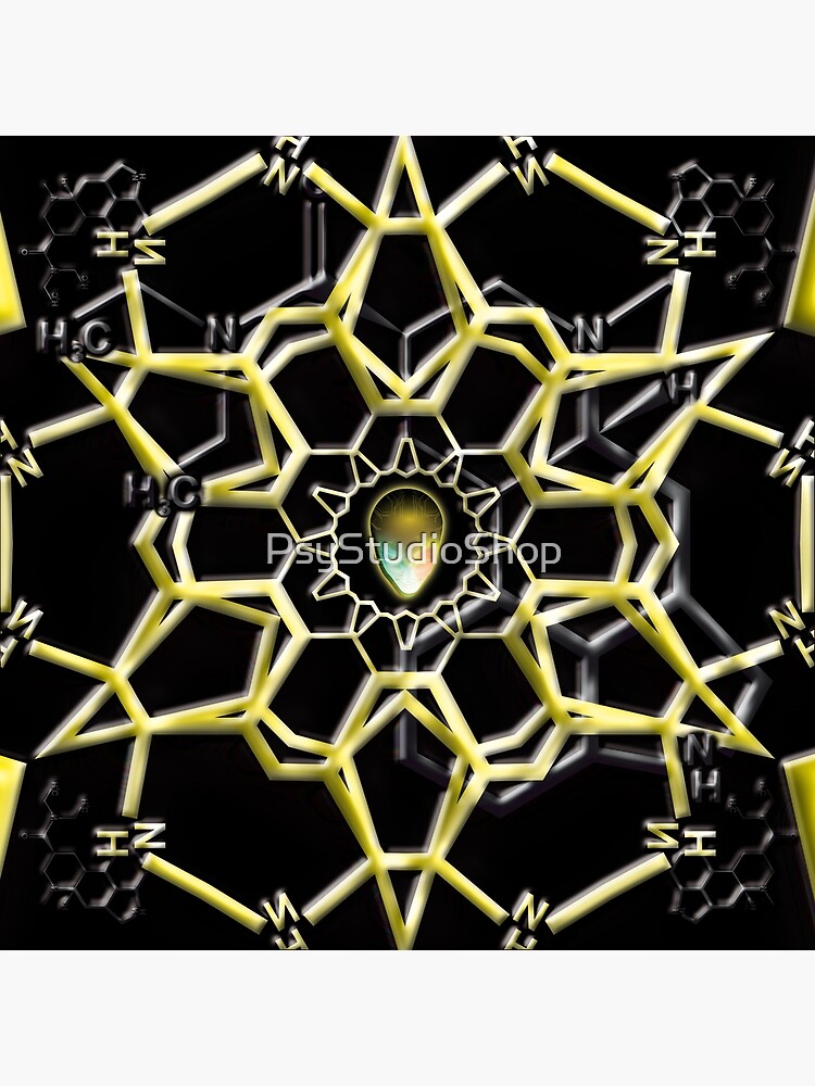 "Alien LSD Hexagon Invasion in Gold on Black" Poster by PsyStudioShop ...