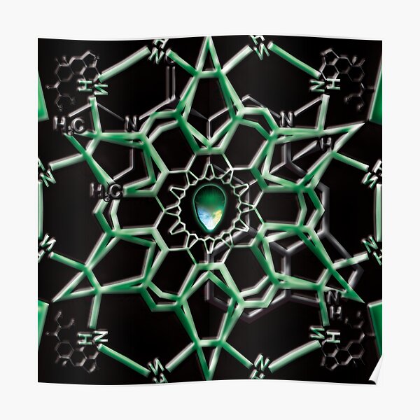 "Alien LSD Hexagon Invasion in Green on Black" Poster for Sale by ...