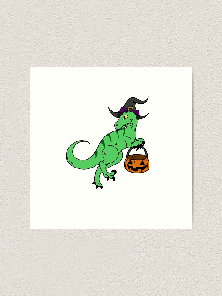 "Halloween Spooky Raptor Dinosaur Trick or Treat Fall Autumn" Art Print ...