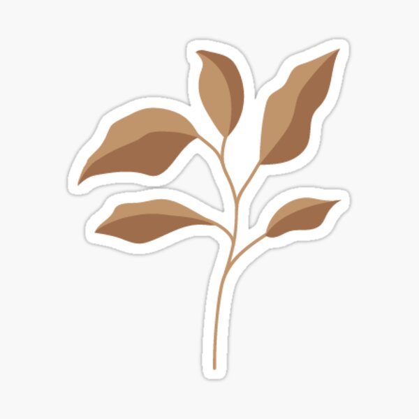 "Sticker Light Brown Minimalist Leaf - Sticker Light Brown Minimalist ...