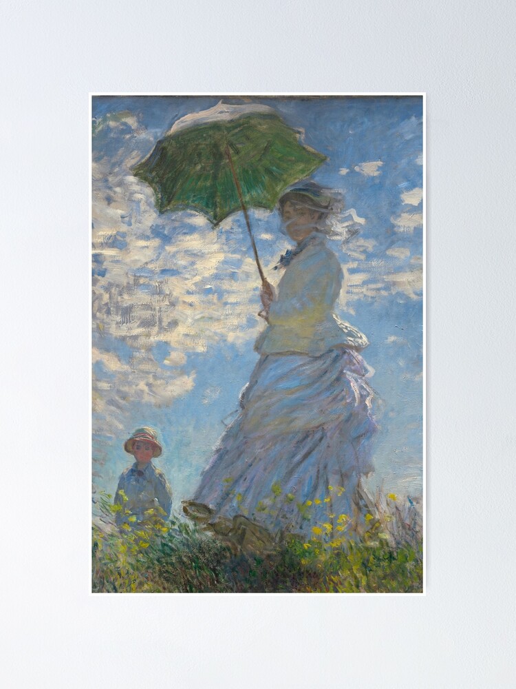 Póster «Mujer de Claude Monet con sombrilla - Azul» de jhbdesigns ...
