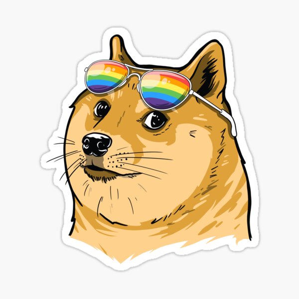 "LGBT Doge Coin - LBTQ Shiba Inu - Crypto Pride Flag Rainbow" Sticker ...