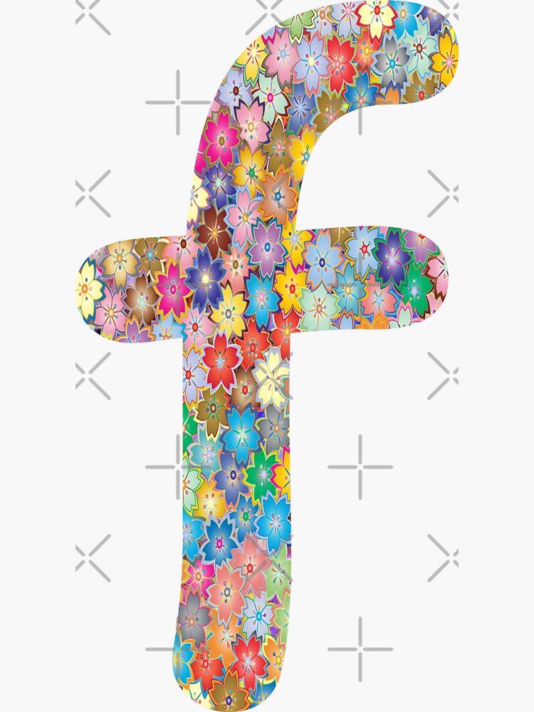"Letter f Lower Case Alphabet f Colorful Flowers Gift" Sticker for Sale ...
