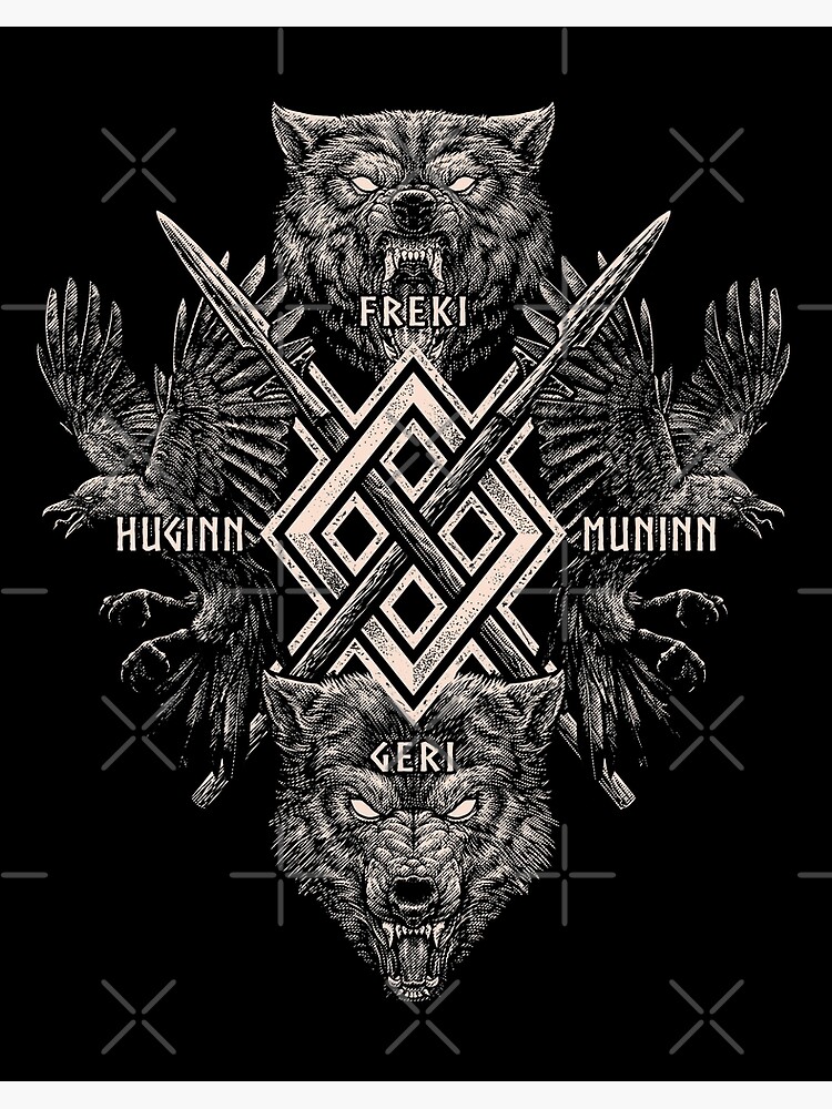 "Viking Wolf Raven of Odin Geri Freki Huginn Muninn Gungnir Norse ...