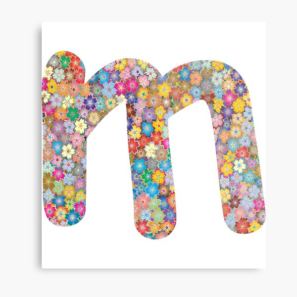 Lámina metálica «Letra m Minúscula Alfabeto m Flores de colores Regalo ...
