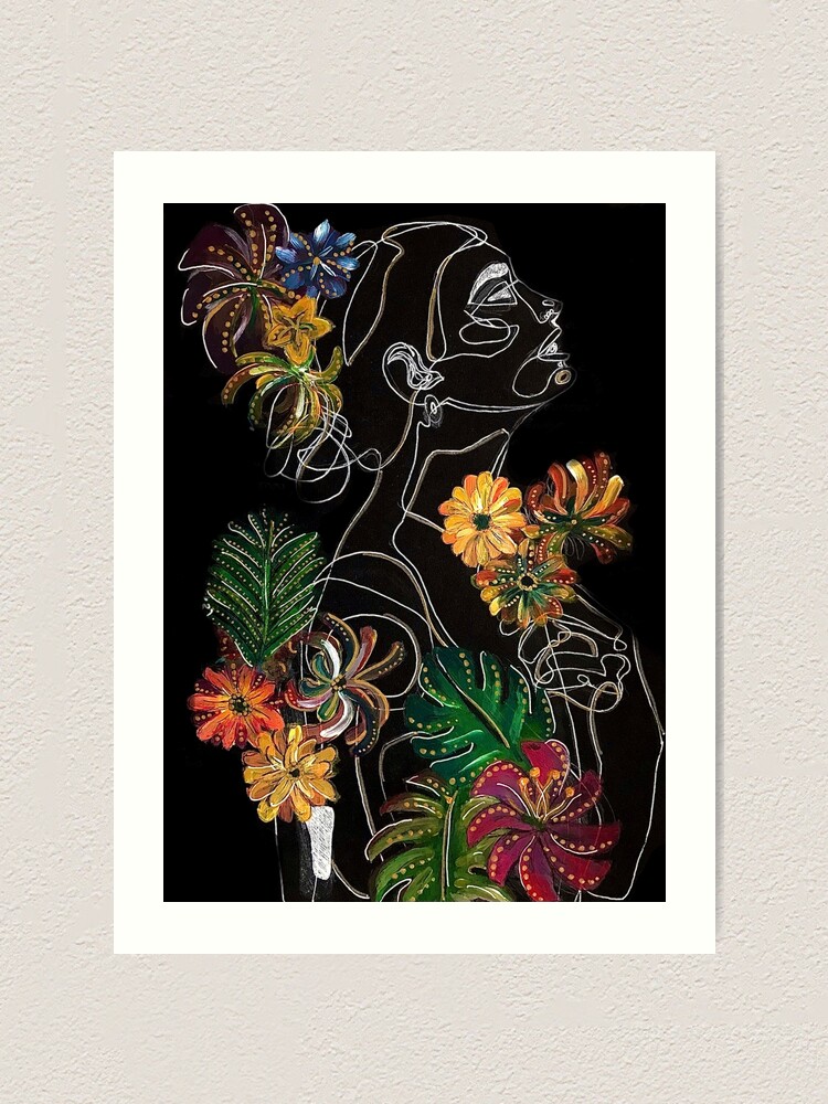 "Flower Lady Line Drawing" Art Print for Sale by Abhi-Ananthan | Redbubble