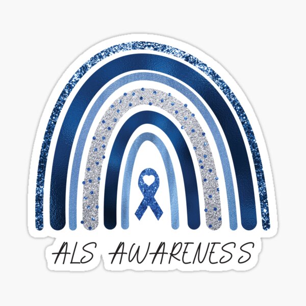 "ALS Awareness Rainbow Blue Amyotrophic Lateral Sclerosis" Sticker by ...