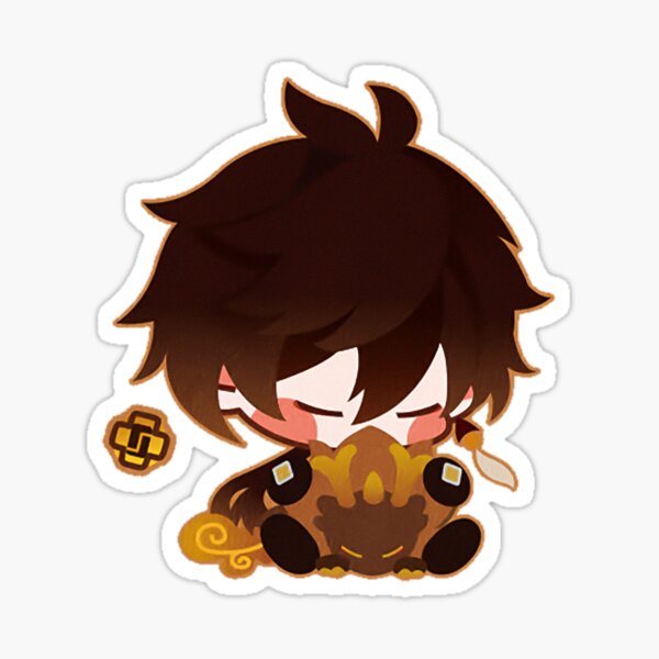 "Zhongli | Genshin Impact Sticker "Napping with Azhdaha"" Sticker for ...