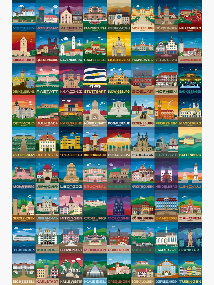 "German Cities" Sticker by Montage-Madness | Redbubble