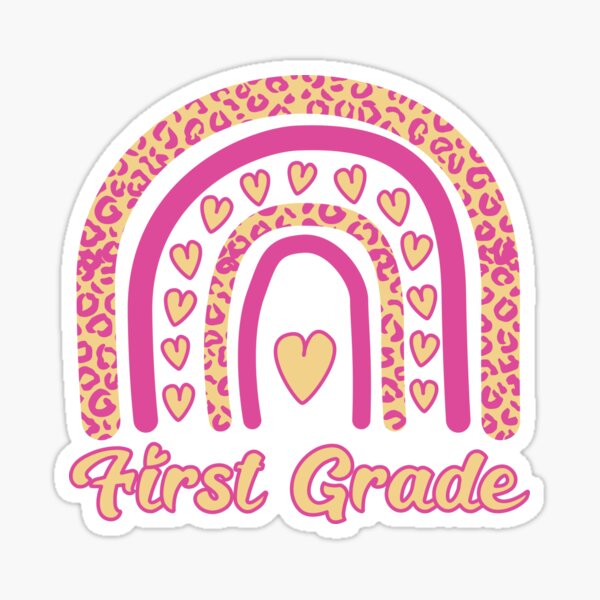 "First Grade - Animal Leopard Print Pink Rainbow" Sticker for Sale by ...