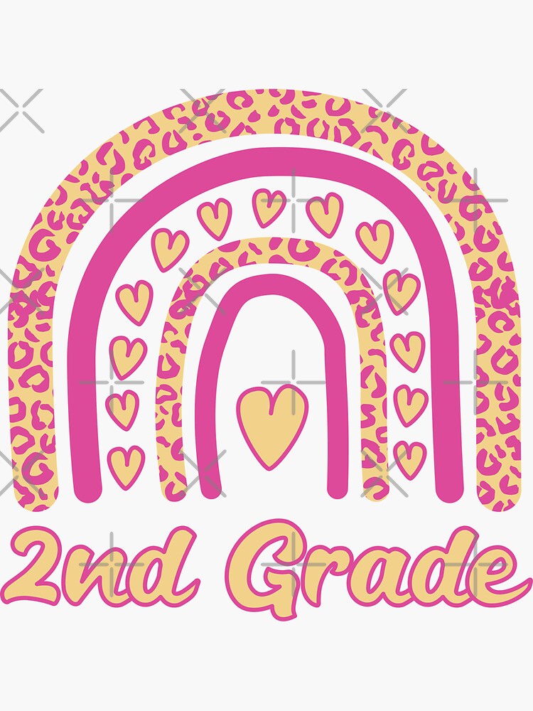 "2nd Grade - Animal Leopard Print Pink Rainbow" Sticker for Sale by ...