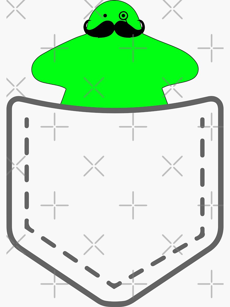 "Meeple with Mustache Fake Pocket - Green" Sticker for Sale by ...