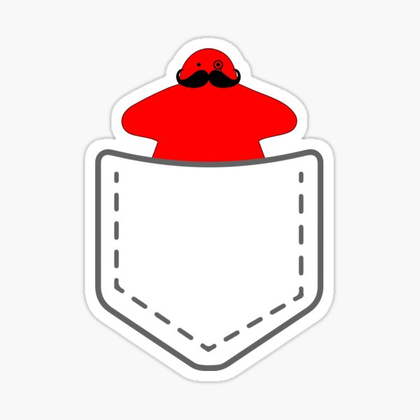 "Meeple with Mustache Fake Pocket - Red" Sticker for Sale by ...