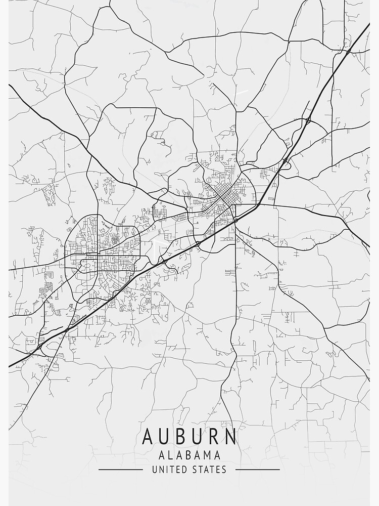 "Auburn - Alabama - US Gray Map Art" Poster by ctmapprint | Redbubble