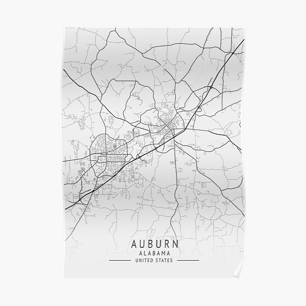 "Auburn - Alabama - US Gray Map Art" Poster by ctmapprint | Redbubble
