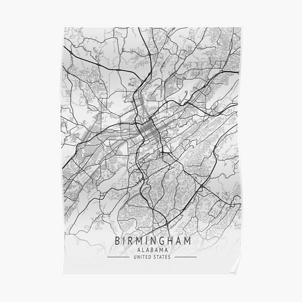 Póster «Birmingham - Alabama - US Gray City Map» de ctmapprint | Redbubble